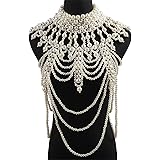 Amazon.com: MGBISYI Beaded shoulder chain - Faux Pearl Body Chain Shawl ...