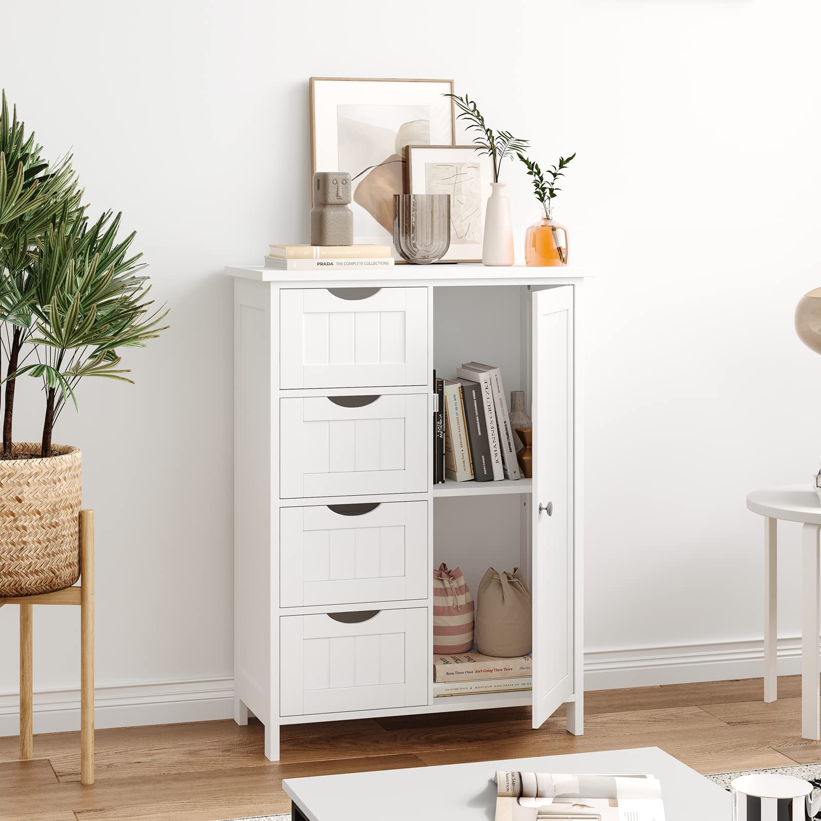 Irontar Bathroom Floor Cabinet, Storage Cabinet With 4 Drawers And ...