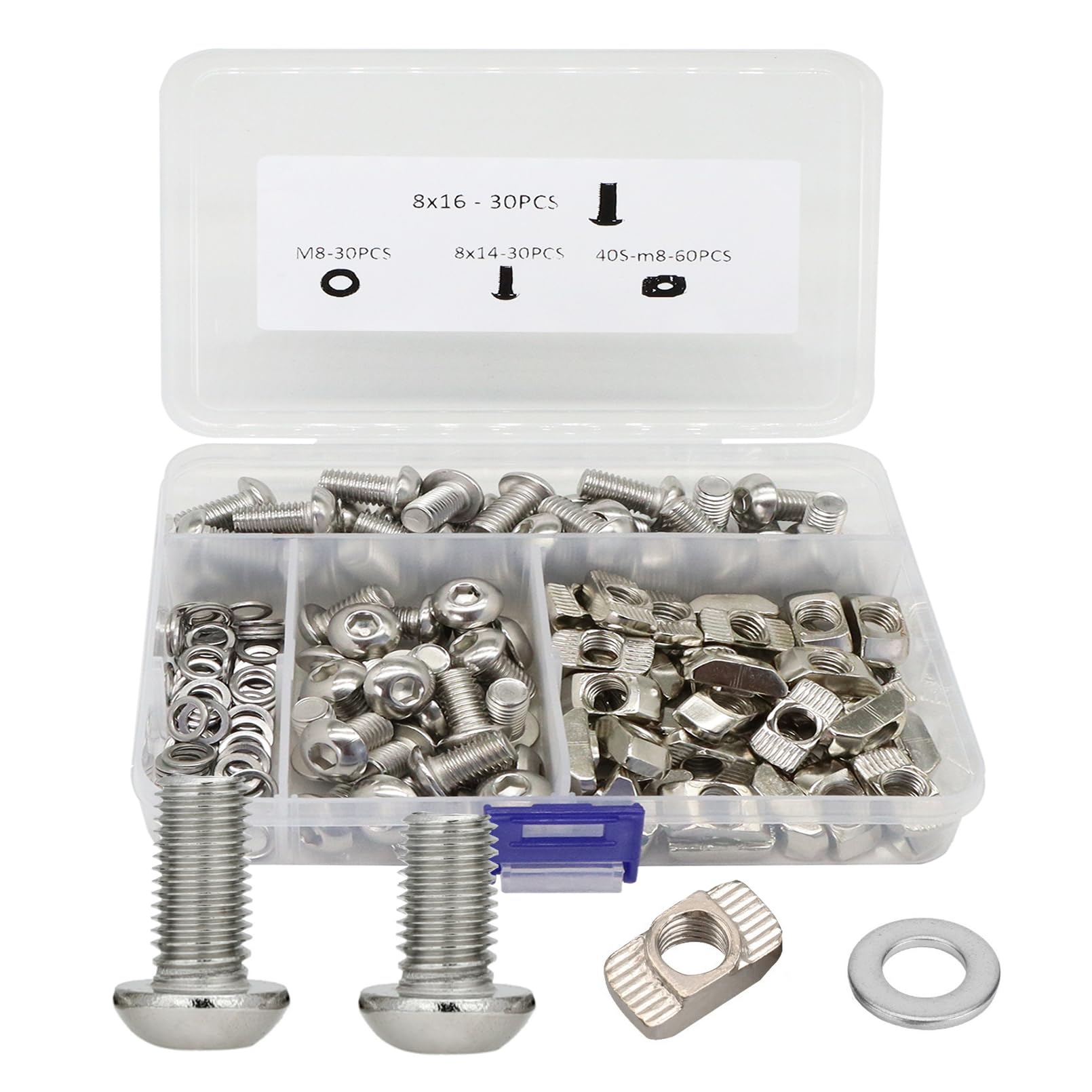 FORRCKY 150Pcs M8 T-Nuts Screws Kit for 4040 4080 Series Aluminum ...