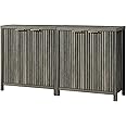 Amazon.com - Oakham Home Oxford Storage Cabinet Fluted Sideboard Buffet with Adjustable Shelves ...