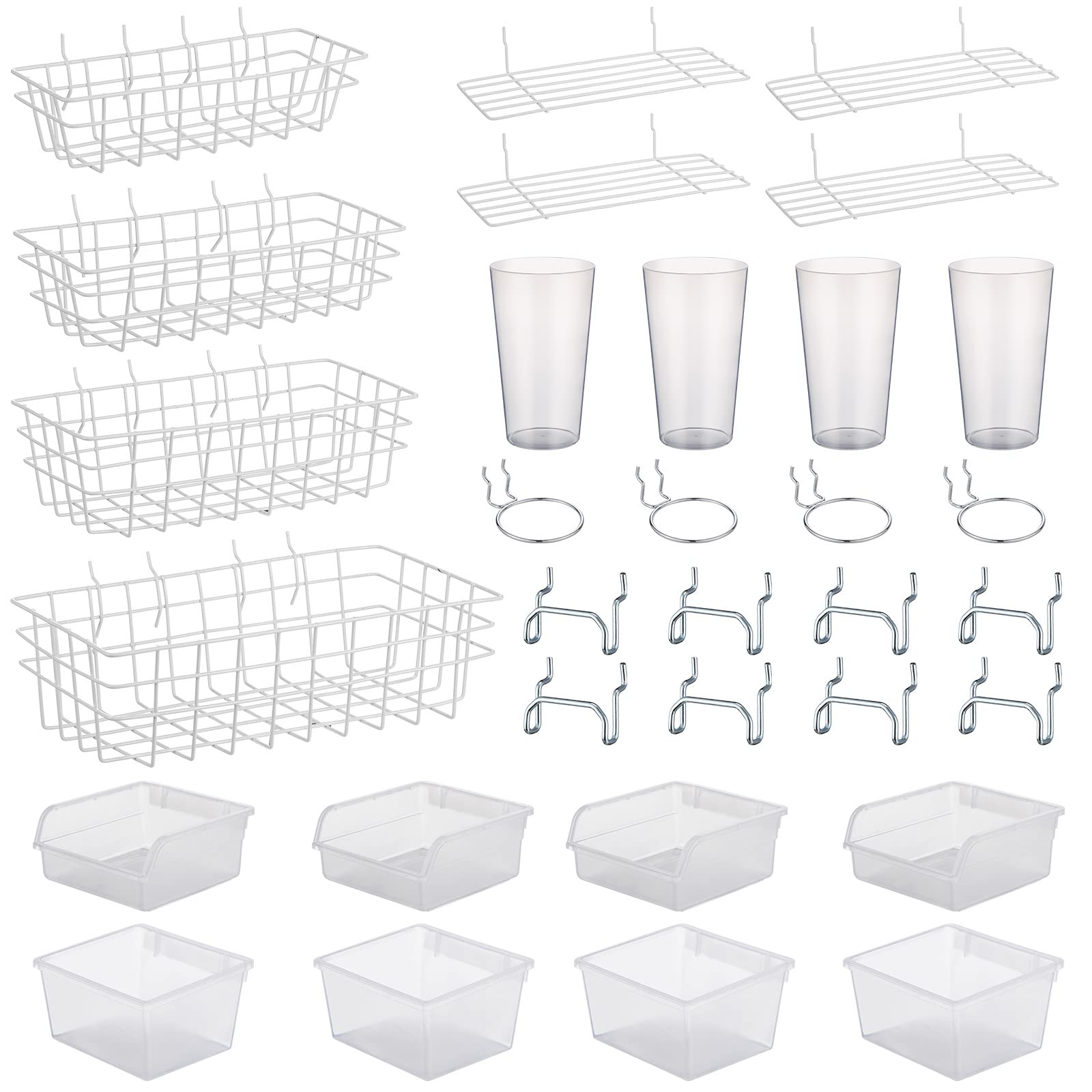 32 Pieces Pegboard Baskets Peg Board Rack Pegboard Bins Peg Board Cups ...