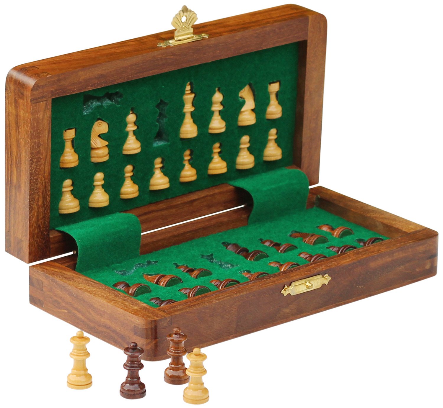 Mua Magnetic Travel Chess Board Set - Classic Wood Staunton 7 X 7 Inch ...