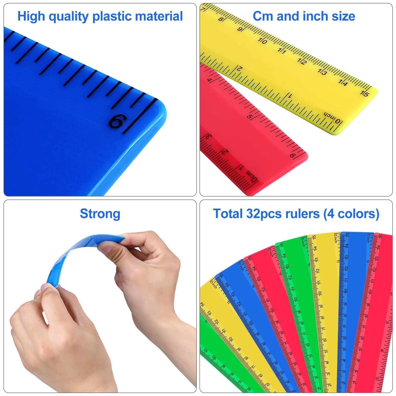 Mua 32 Packs 6 Inch Rulers Small Ruler Assorted Colors Small Plastic ...