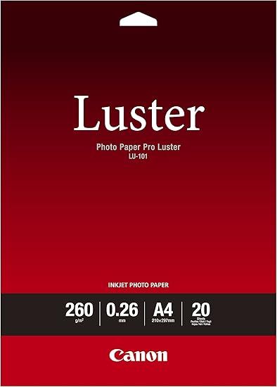 Canon A4 Pro Luster Photo Paper (Pack of 20): Amazon.co.uk: Office Products