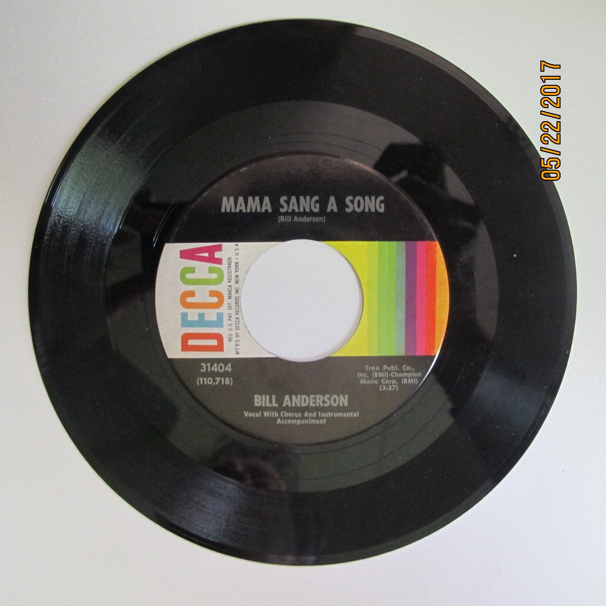 Bill Anderson - mama sang a song 45 rpm single - Amazon.com Music