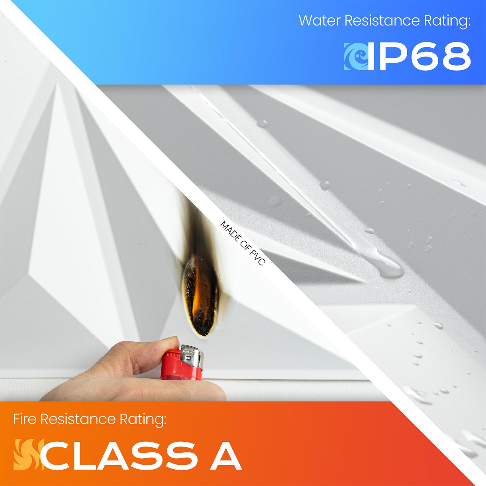 Sonicism 3D Wall Panels Adhesive Area Upgrade 48 Pack,0.7”x11.8”x11.8”Pyramid Wall Panels ...