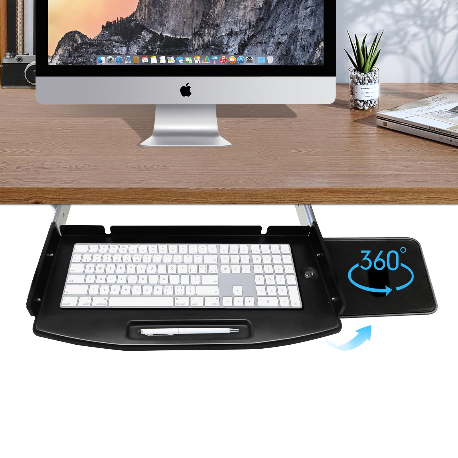 Mua Steel Sliding Keyboard Tray Under Desk 28"Lx10"W with 360 Rotating ...