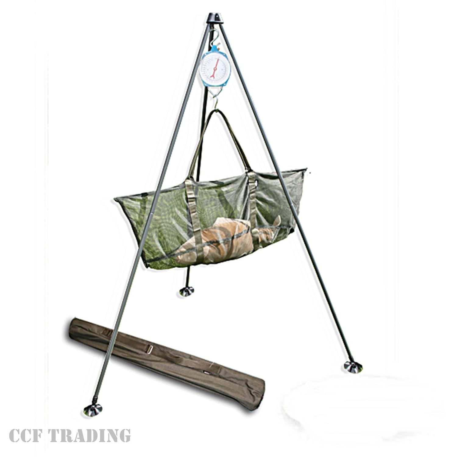 CARP FISHING WEIGH TRIPOD SYSTEM WITH WEIGHING SLING & CARRY CASE NGT ...