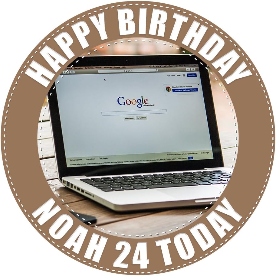 Laptop Computer Cake Topper 7.5 Inch Personalised Edible on Icing Sheet ...