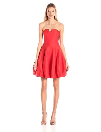 Amazon.com: Halston Heritage Women's Silk Faille Strapless Structured ...