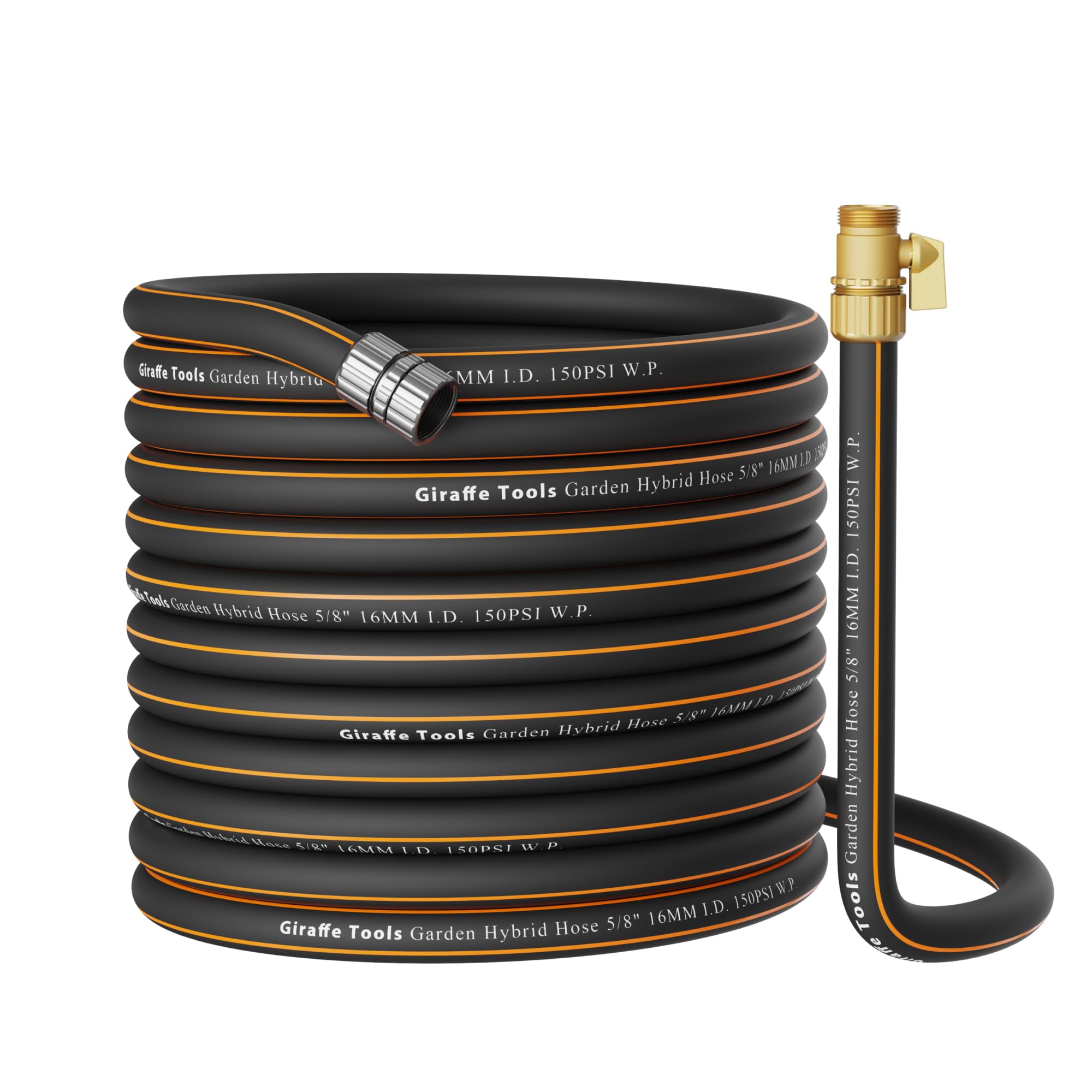 Giraffe Tools Garden Hose 100ft x 5/8", Male and Female Fittings with ...