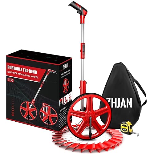 ZHJAN Distance Measuring Wheel With Marking Flags,12" Collapsible ...
