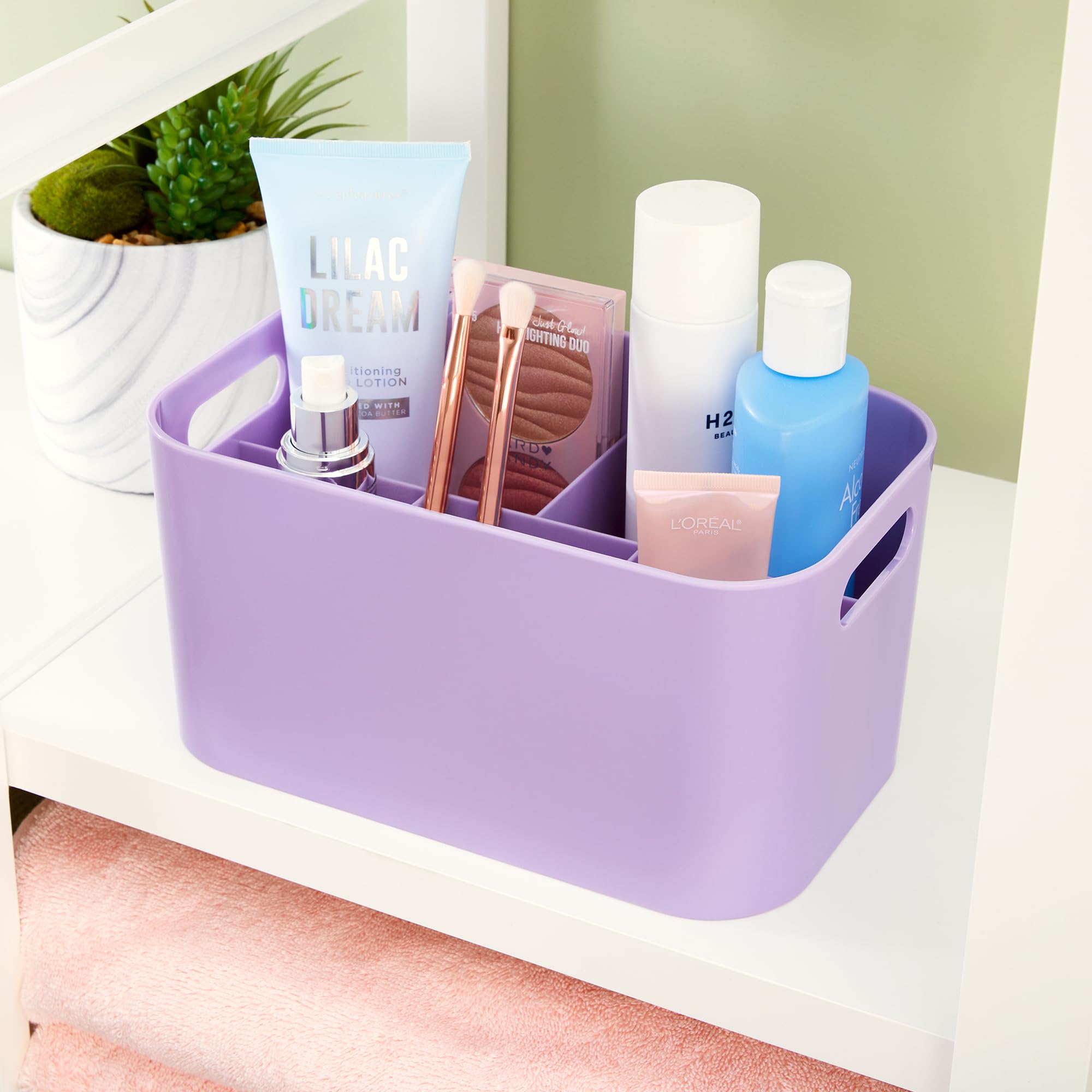 STORi Bliss 5-Compartment Plastic Cosmetic Organizer | Lilac ...