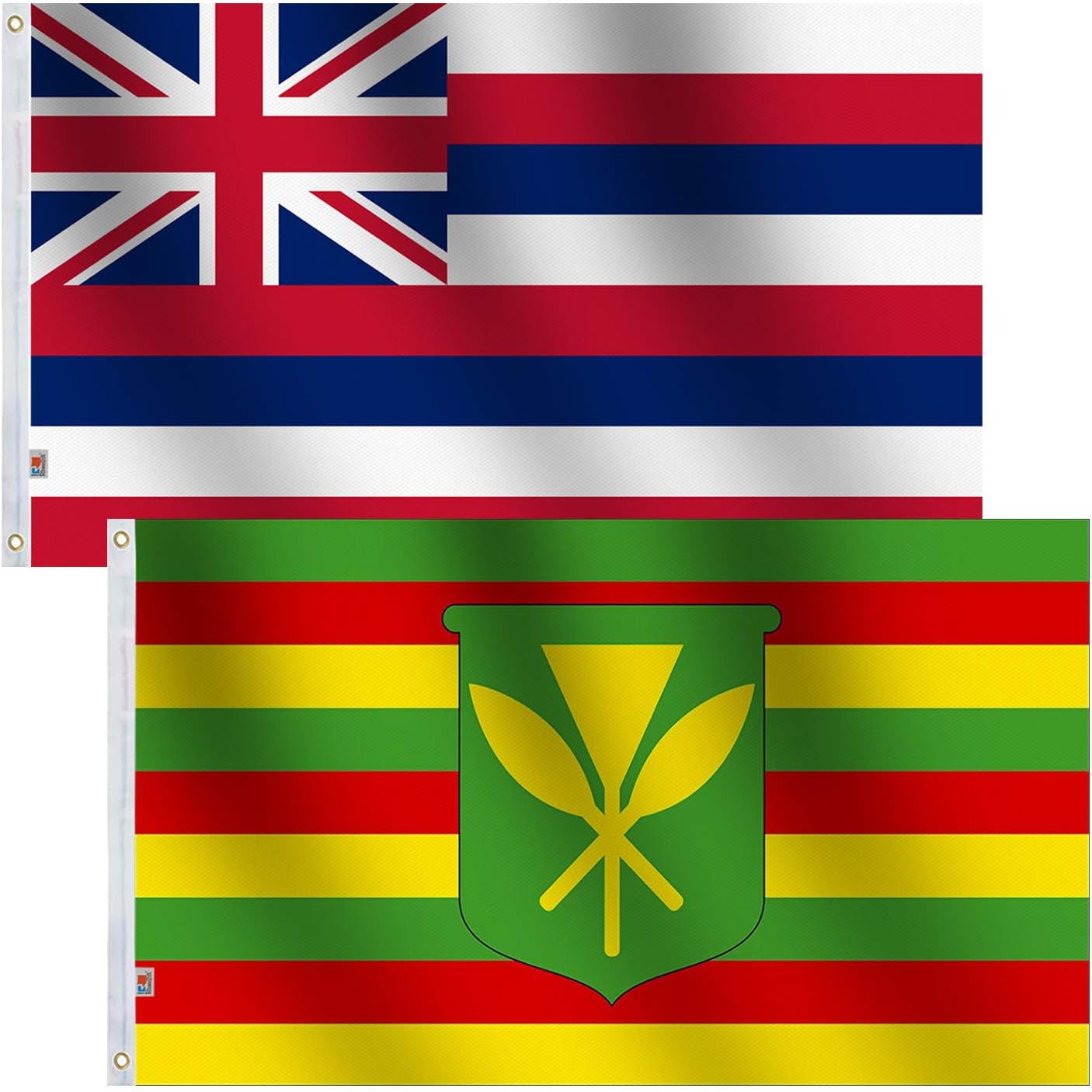 Amazon.com : 2Pack Set State Hawaii & Kanaka Maoli Flag 3x5 Ft Large ...