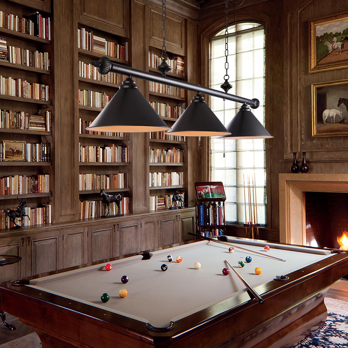 Mirrea 59in Billiard Pool Table Light With Pull Chain Switch On Pendant ...