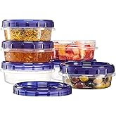 Amazon.com: PLASTICPRO 12 Pack Twist Cap Food Storage Containers with Clear Screw on Lid- 8 oz ...