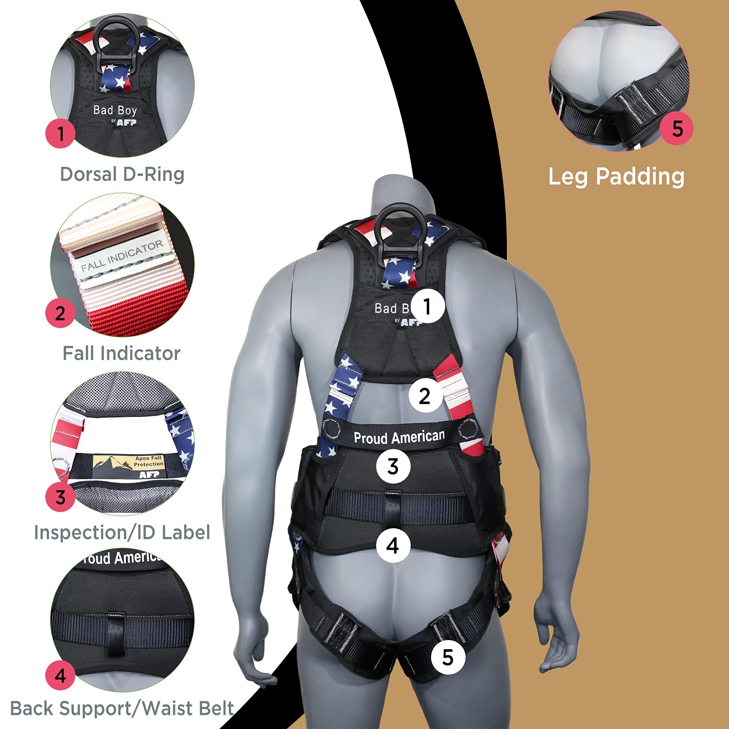 Mua Fall Protection Full-Body Premium Safety Harness, 8” Thick Support ...