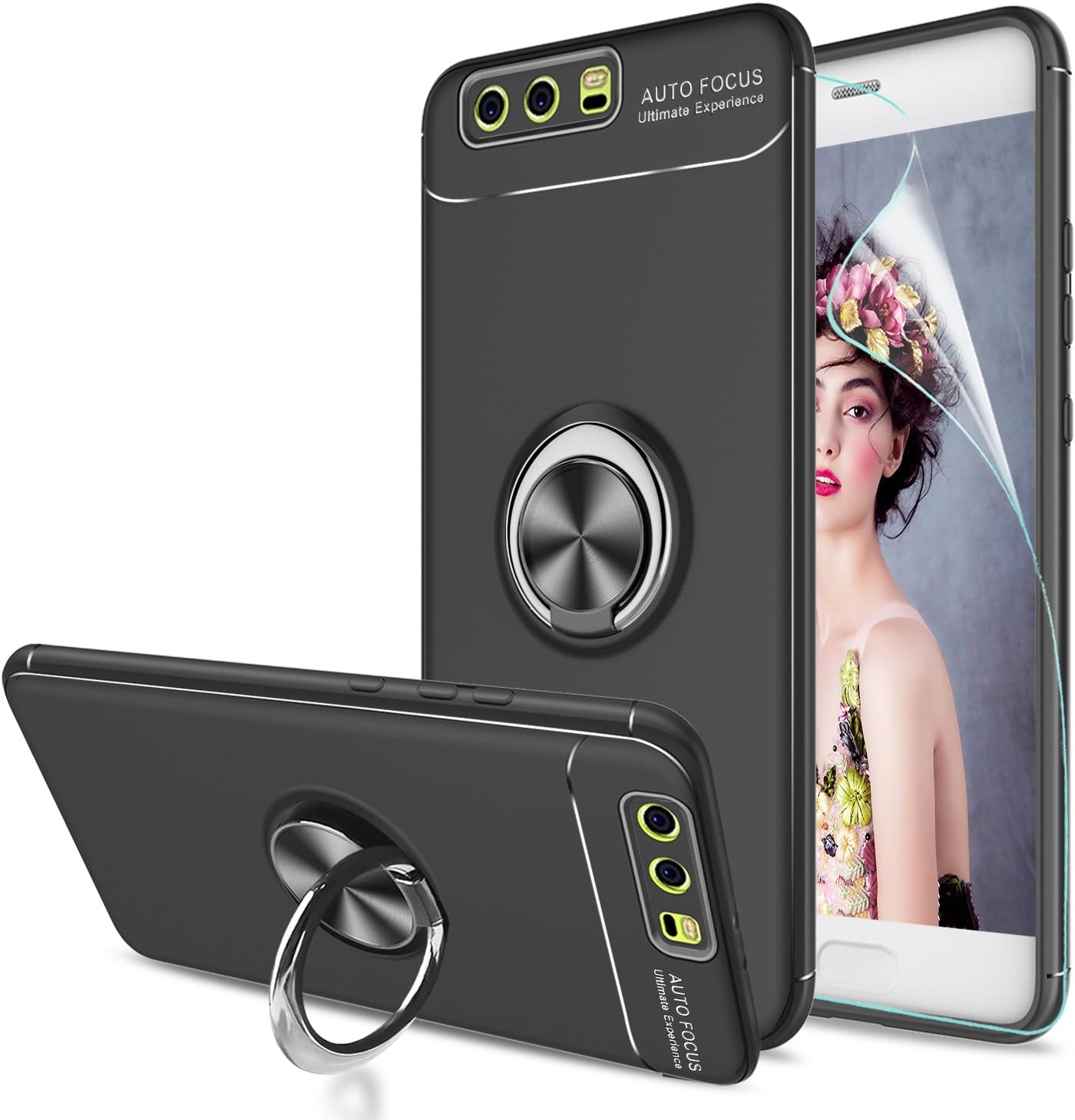 LeYi Funda Huawei P10 con Anillo Soporte, 360 Grados Giratorio Ring Grip con Kickstand Gel TPU ...