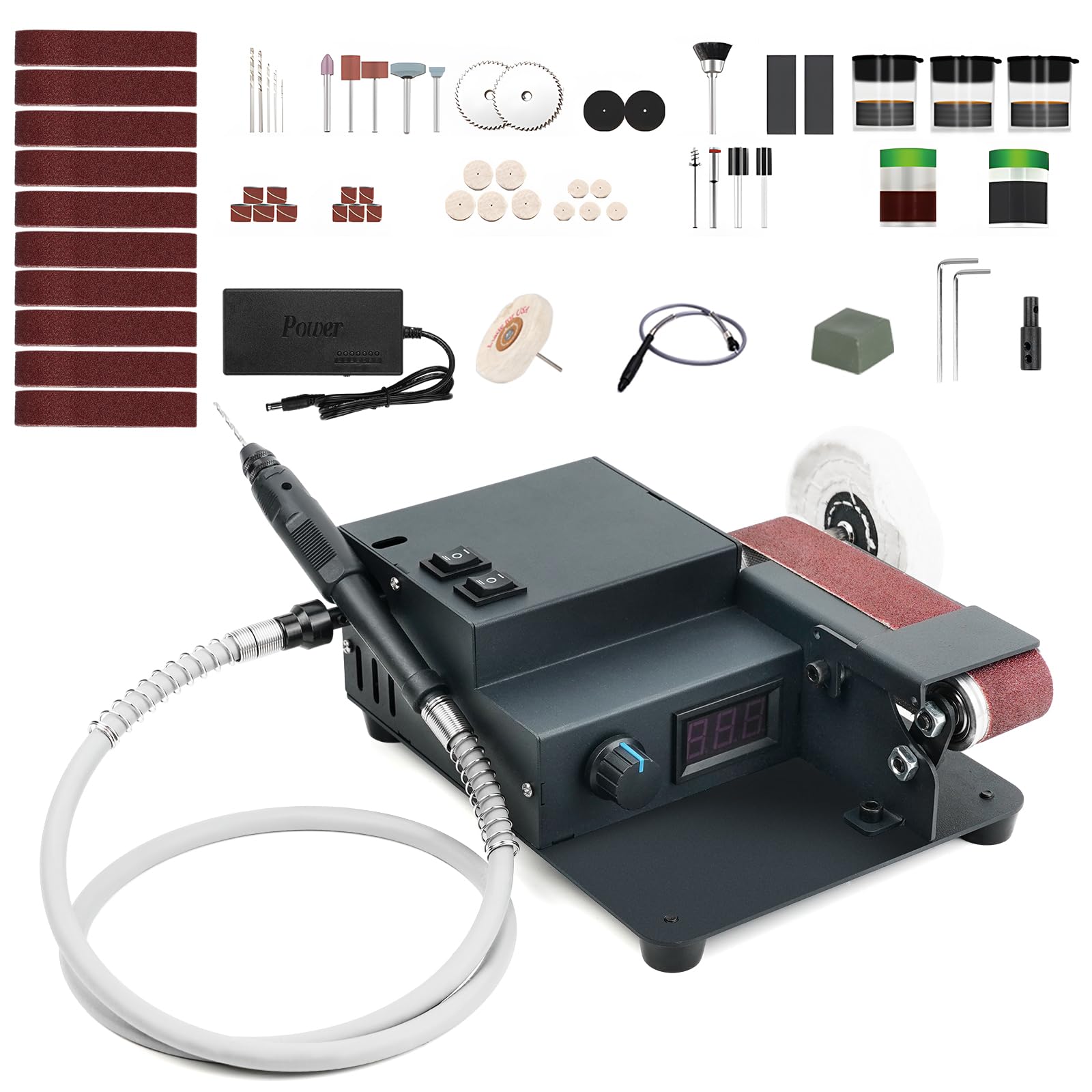 Twotrees Mini Table Saw, 1.2x16.5in Belt Sander With 10 Sanding Belts ...