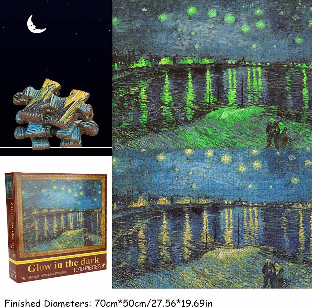 TINYOUTH 1000 Piece Starry Night Over the Rhone Puzzle for Adult ...