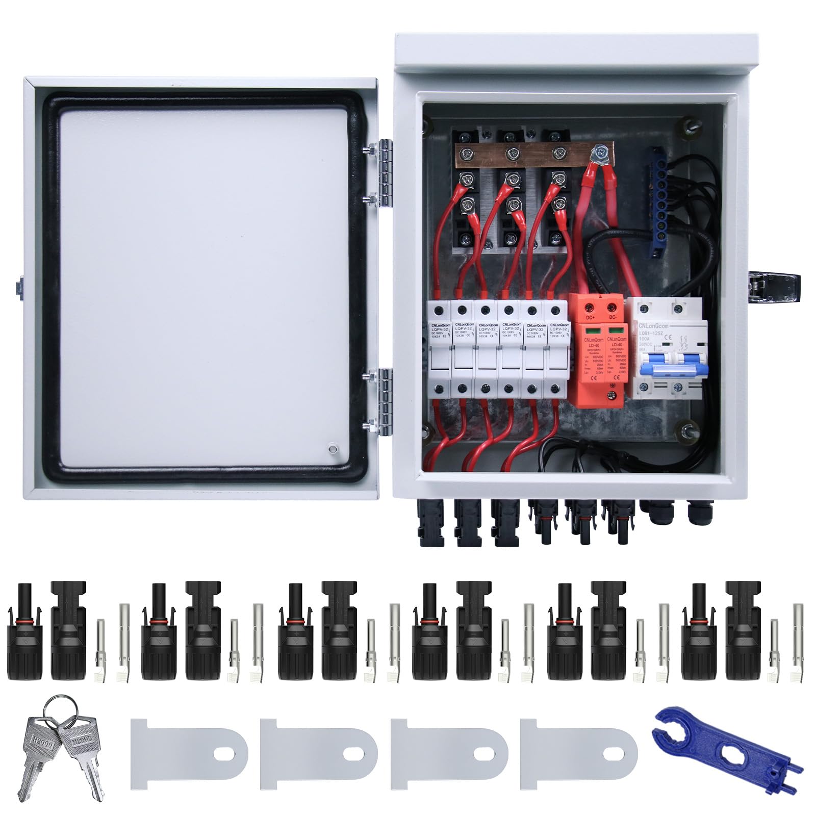 CNLonQcom 6 Strings Metal Solar PV Combiner Box DC500V 100A Circuit ...