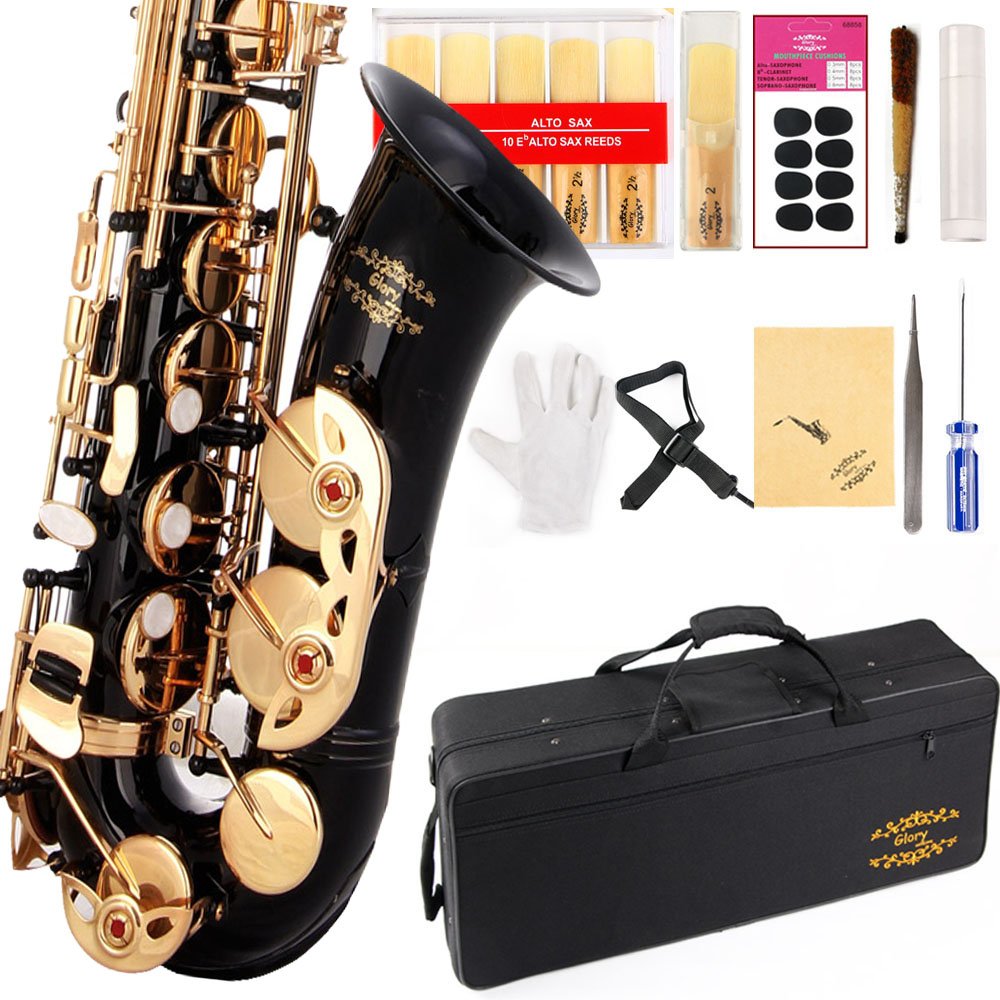 Glory Black/Gold Keys E Flat Professional Alto Saxophone sax with ...