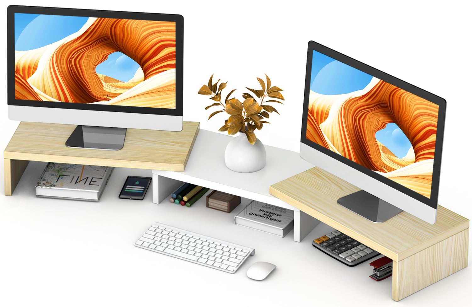 TAVR Dual Monitor Stand Riser, Computer Monitor Stands for 2 Monitors ...