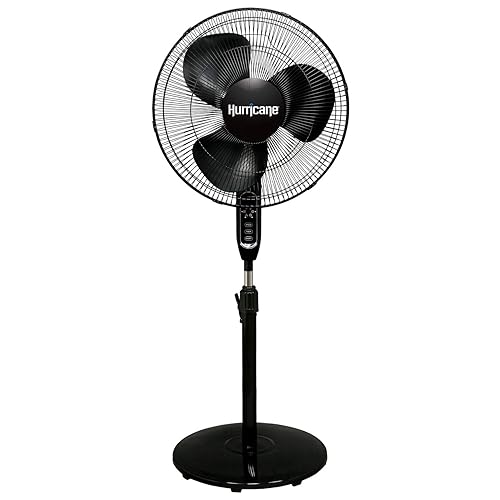 Hurricane Supreme Oscillating Stand Fan w/Remote 16 in-Black 3 Speed ...