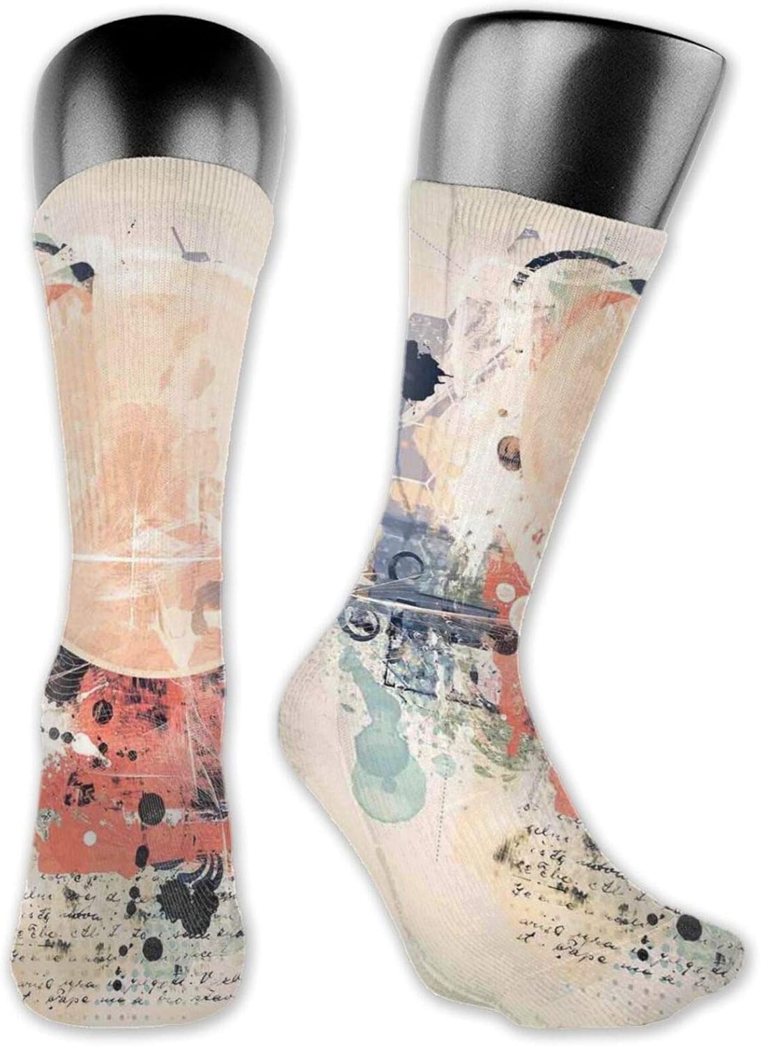 Socks Compression Medium Calf Crew Sock, Grunge Textured Mix Collage ...