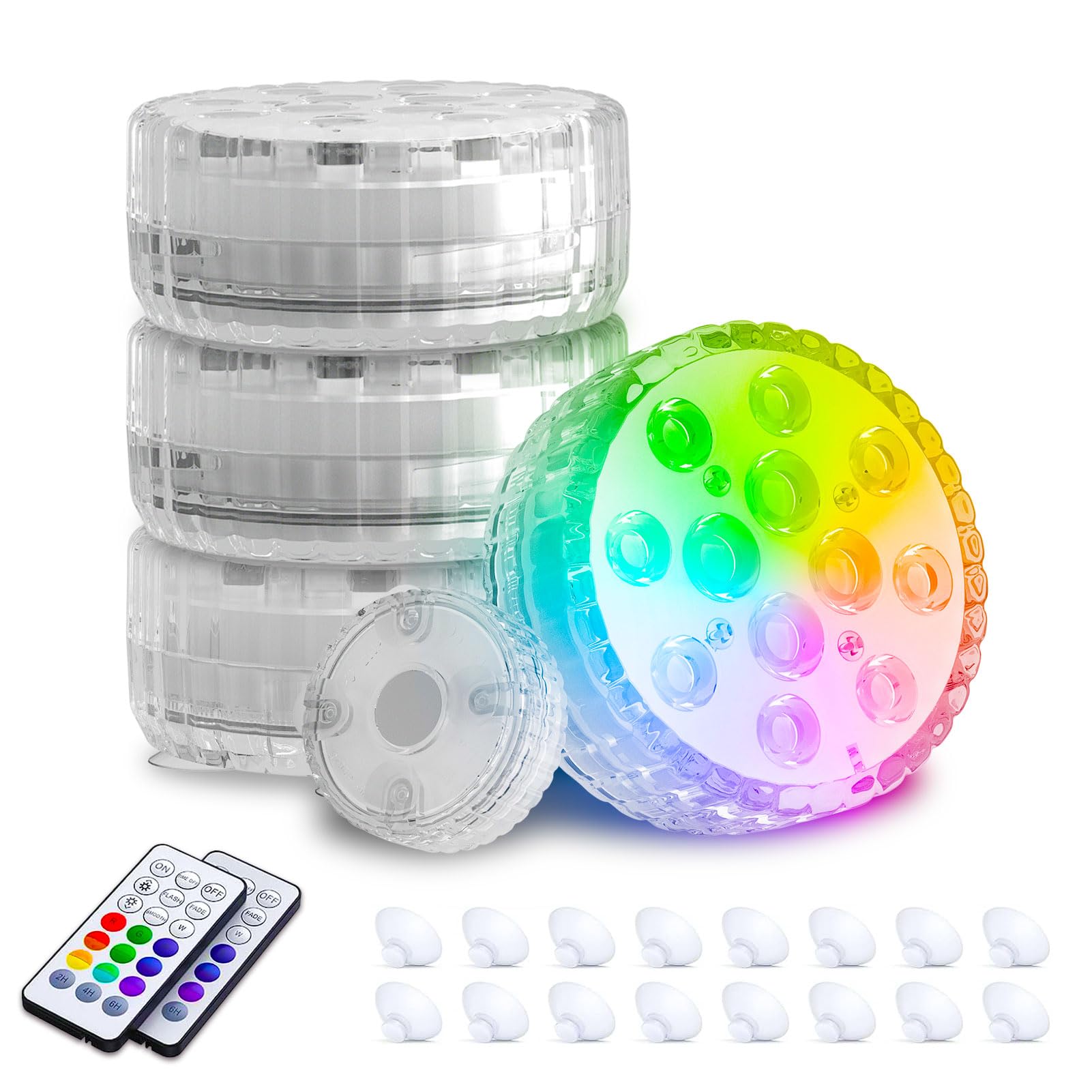 Submersible Pool LED Light, Underwater Light, 16 RGB Color Changing, RF Remote,Magnetic/Suction ...