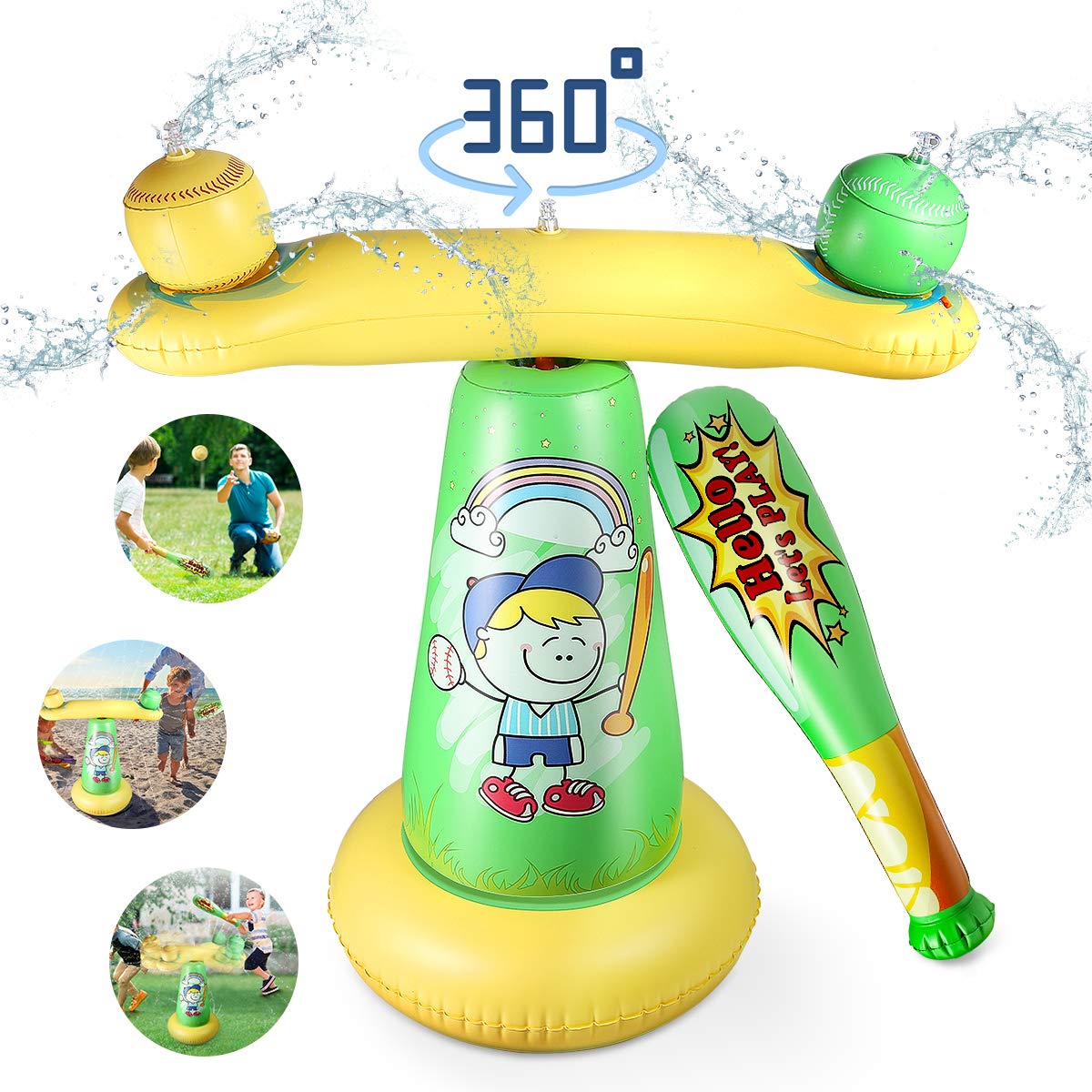 Spinning Baseball Sprinkler And Splash Water Play Pad Inflatable Water ...