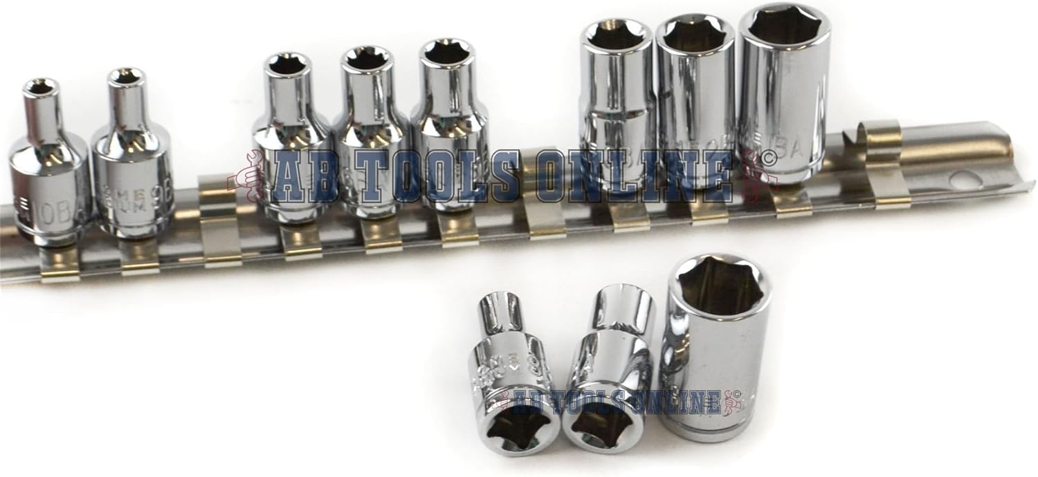 11pc BA Sockets 1/4″ Dr BA0-BA10 & Socket Rail for Classic Cars Model ...