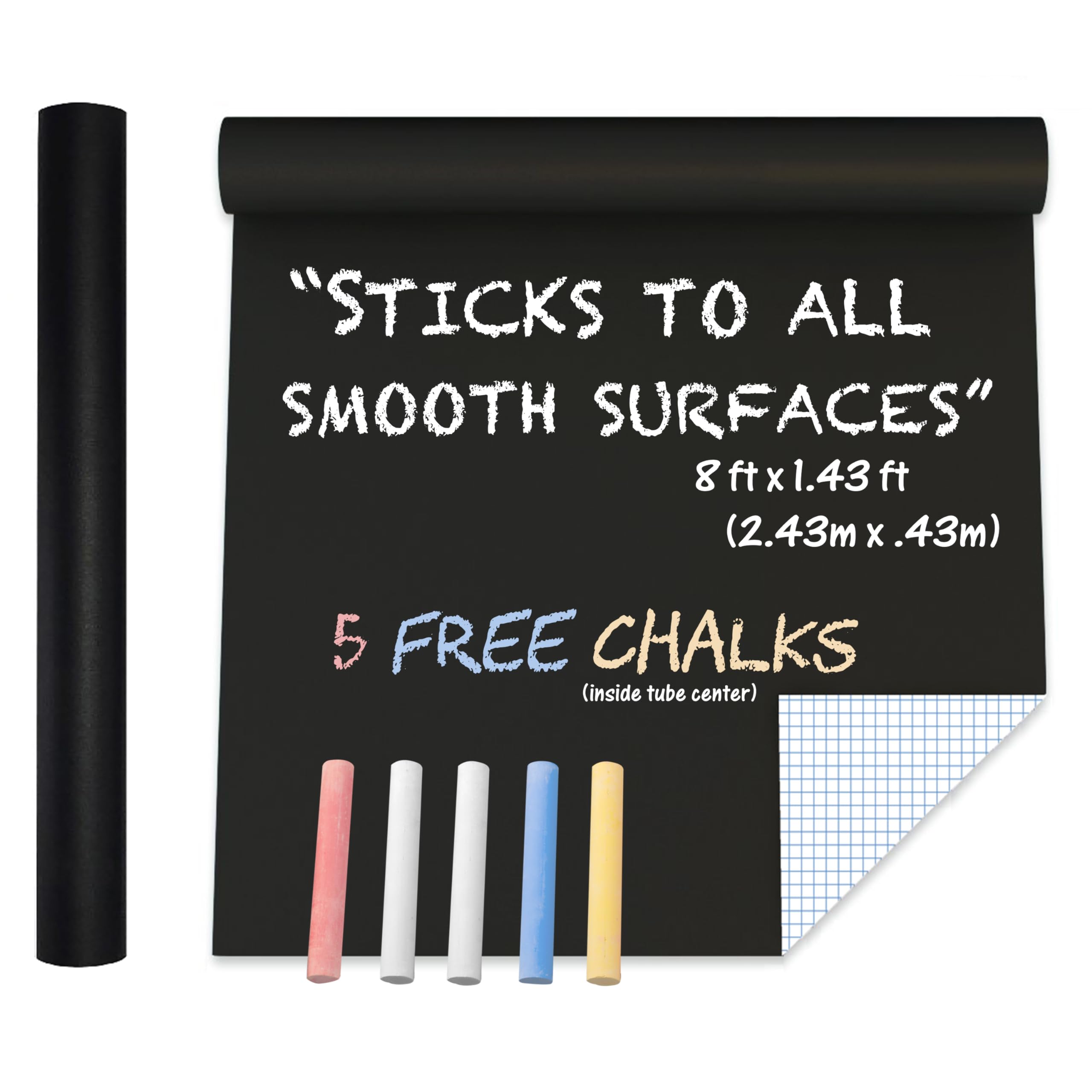 Mua Large Chalkboard Adhesive Paper Roll (8 FEET) 5 Chalks Included ...