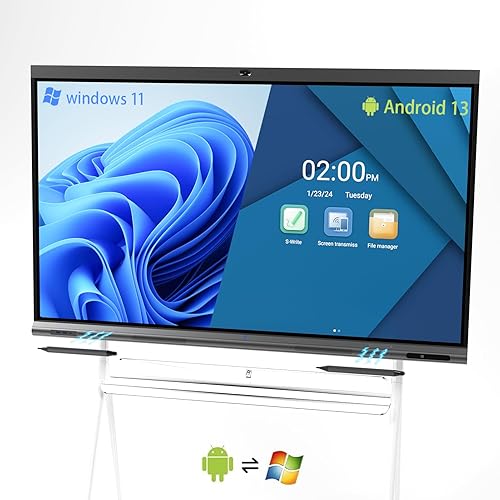 Smart Board, Tiburn INSPUR 65 Ultra Built-in Android 13/Windows 11 Pro Dual Systems, Digital ...