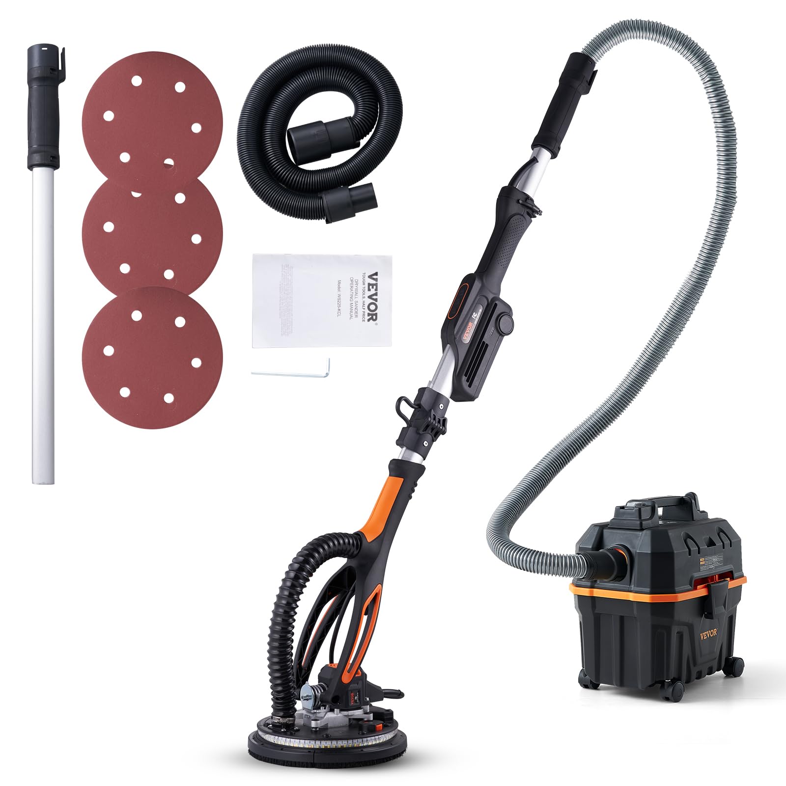 VEVOR Drywall Sander, 800W Brushless Motor Electric Sander, Variable ...