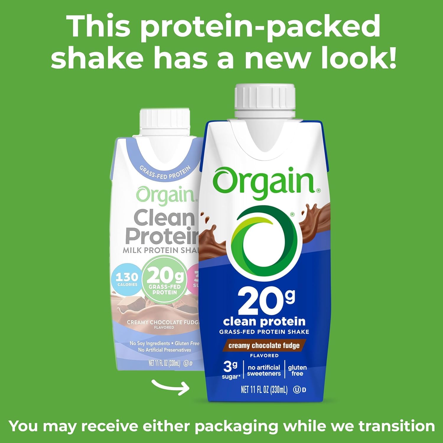 Orgain Clean Protein Shake, Grass Fed Dairy, Creamy Chocolate Fudge ...