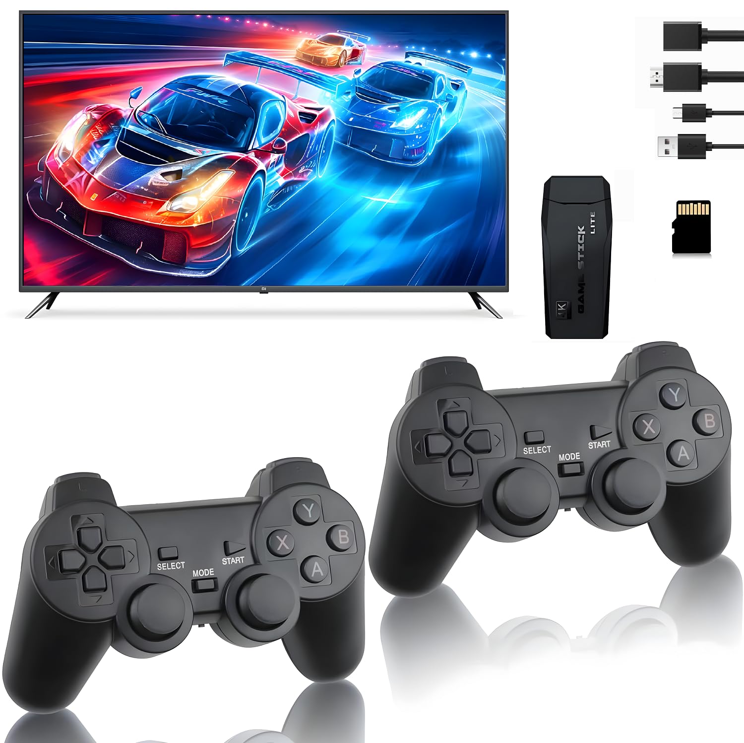 Wireless Retro Game Console, Plug and Play Video Game Stick 4K High Definition HDMI 10000+ Games ...