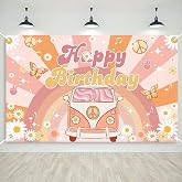 Amazon.com : Avezano Groovy Birthday Banner for Retro Hippie Birthday ...