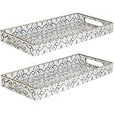Amazon.com: MAONAME Blue Vanity Tray Set of 2, Plastic Decorative Trays ...