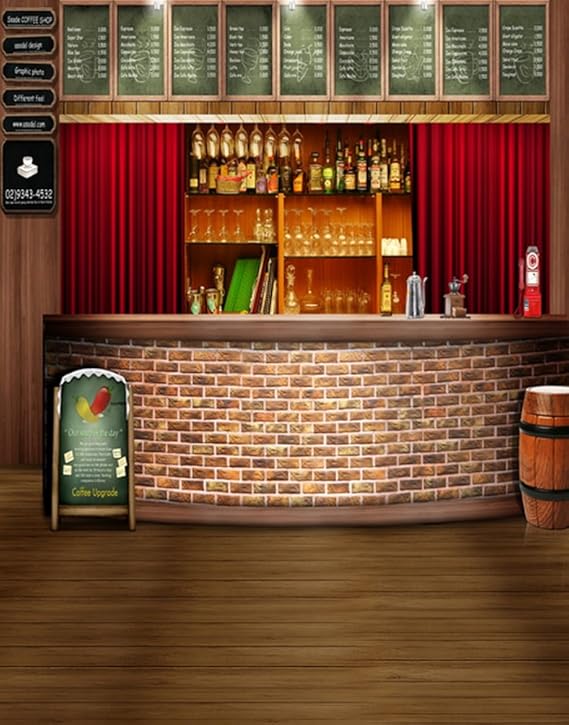 Amazon.com : 5x7ft Wooden Floor Bar Photography Background Computer ...