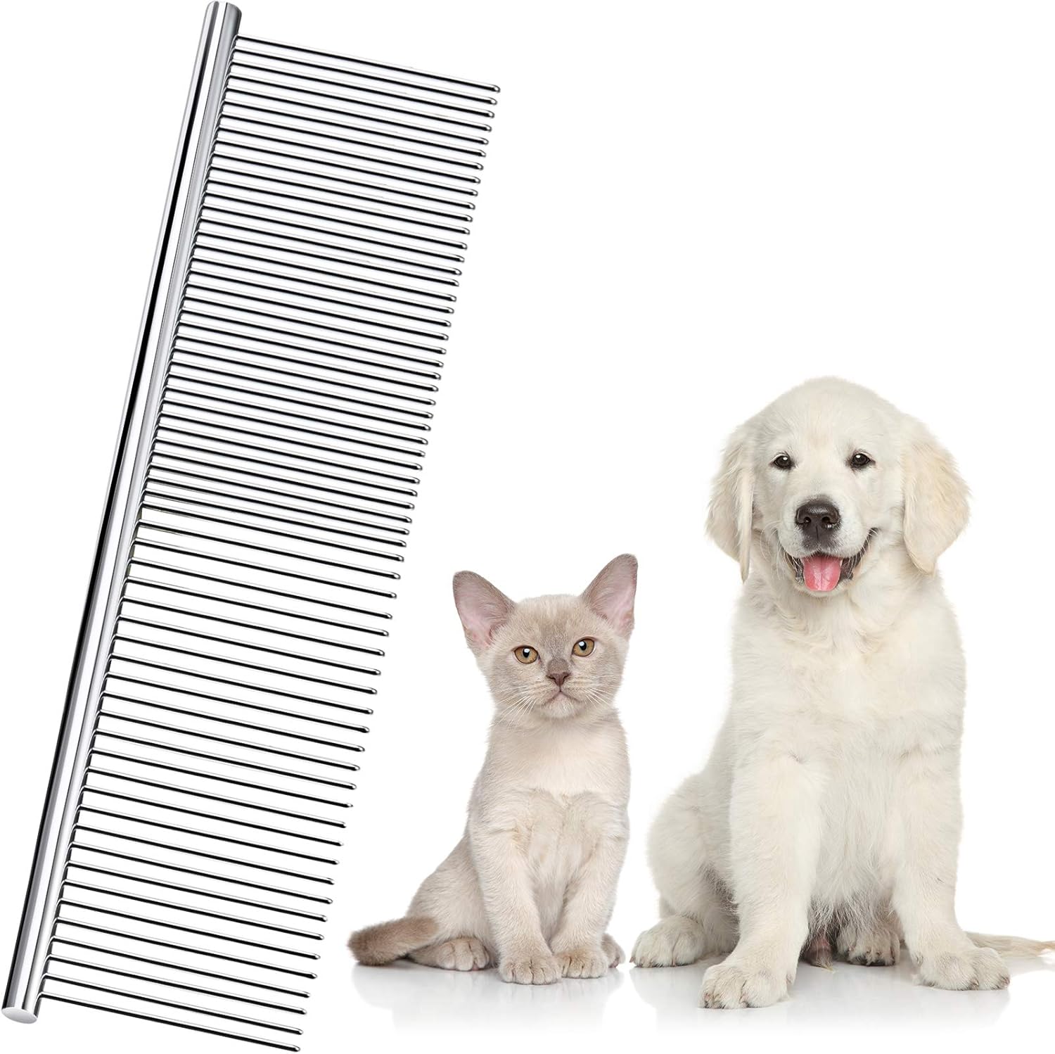 Boao Stainless Steel Pet Comb Pet Grooming Comb Rounded Teeth Dog Comb ...