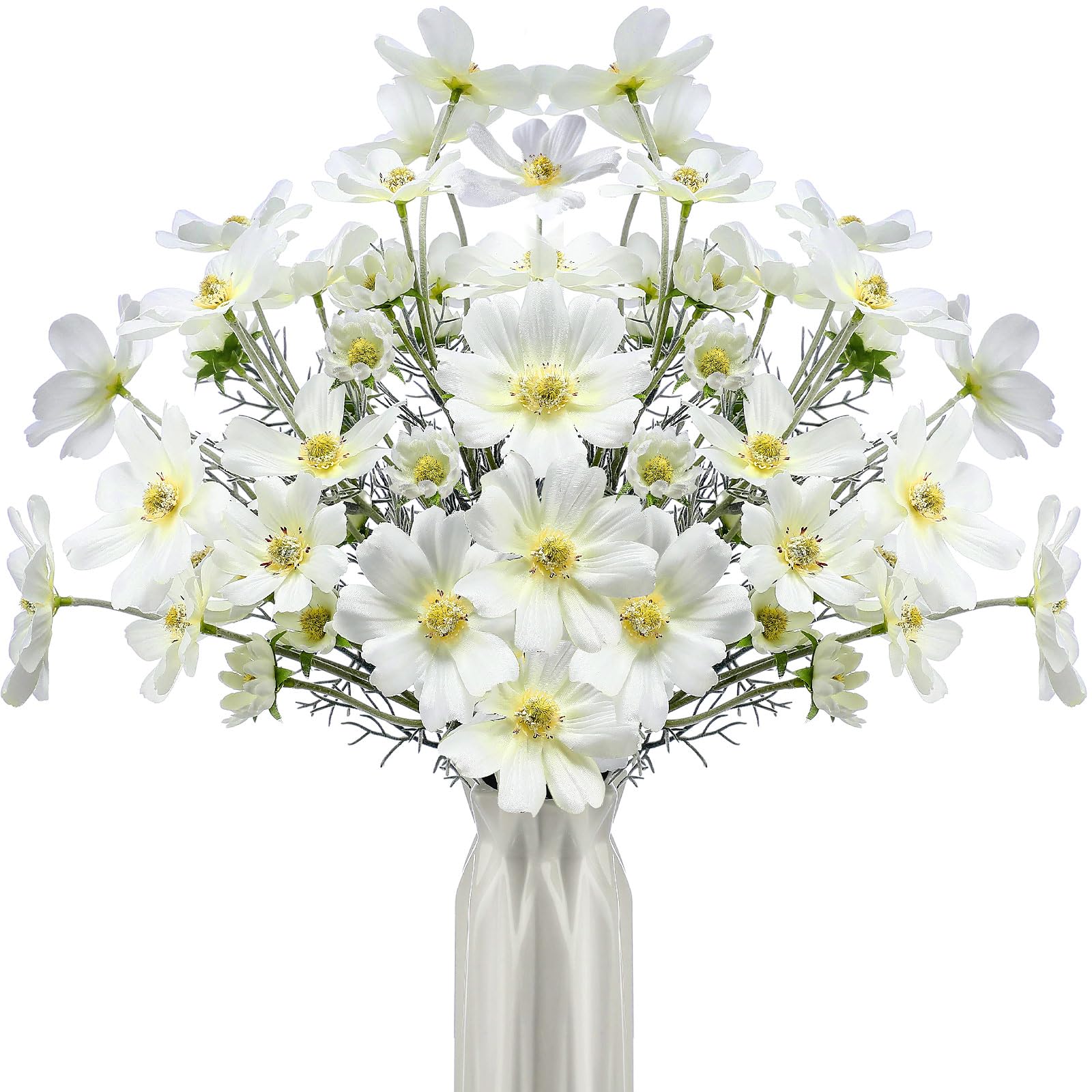 Thiccywoov 12 Pcs White Cosmos Artificial Flowers 23.6'' Fake Cosmos ...