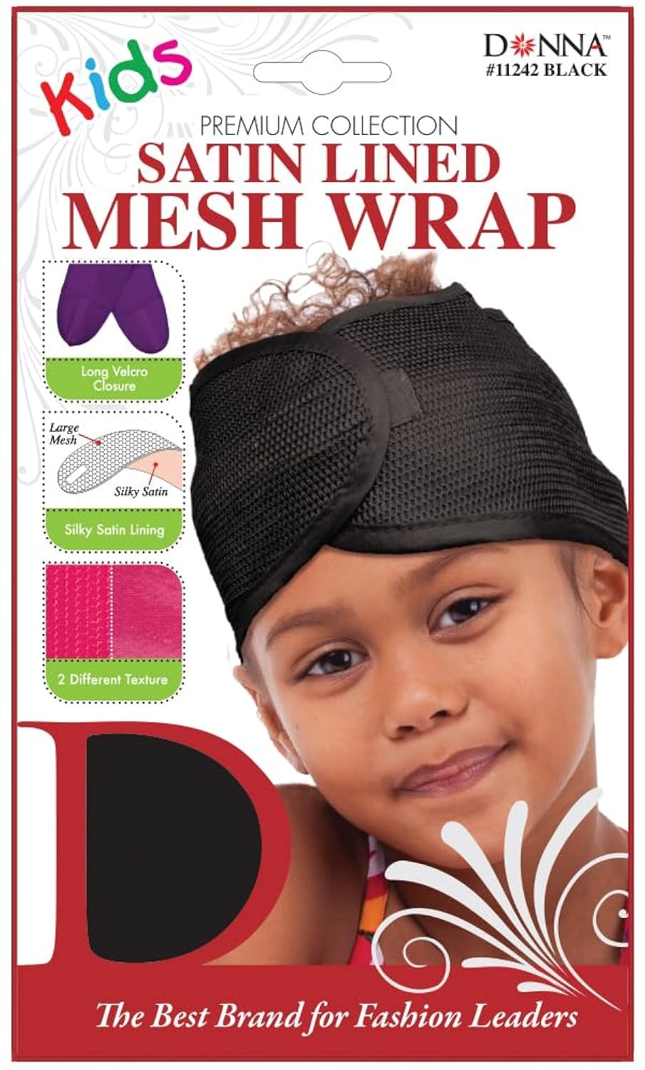 DONNA KIDS Satin Lined Mesh Wrap Silk Hair Wrap for Sleeping Head Wrap ...