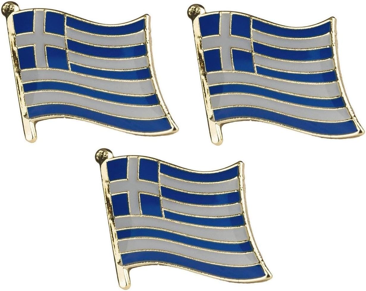 Pack of 3 x Flag of Greece metal pin badges – BigaMart