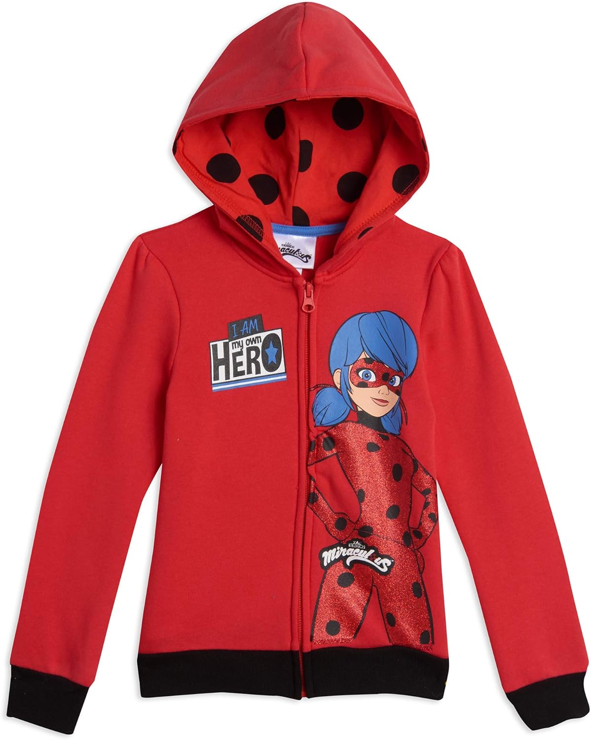 Miraculous Ladybug Toddler Girls Fleece Zip-Up Long Sleeve Hoodie Red ...