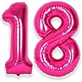Amazon.com: SUWEN 40 Inch Hot Pink Large 18 Number Balloons Big Foil ...