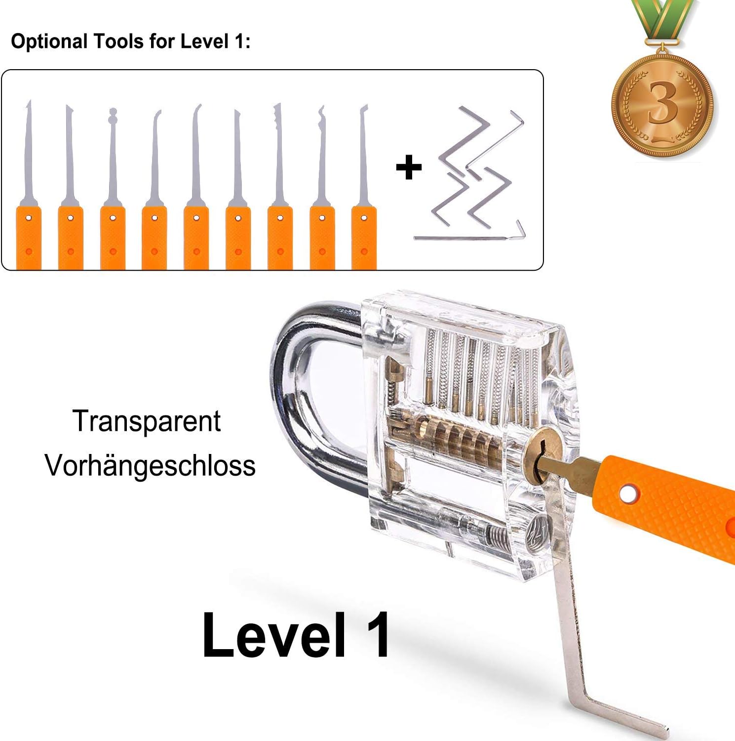 Lock Picking Set Professional 24 Piece Lock Picking Set with 3 Transparent Padlock Lock Pick Kit ...