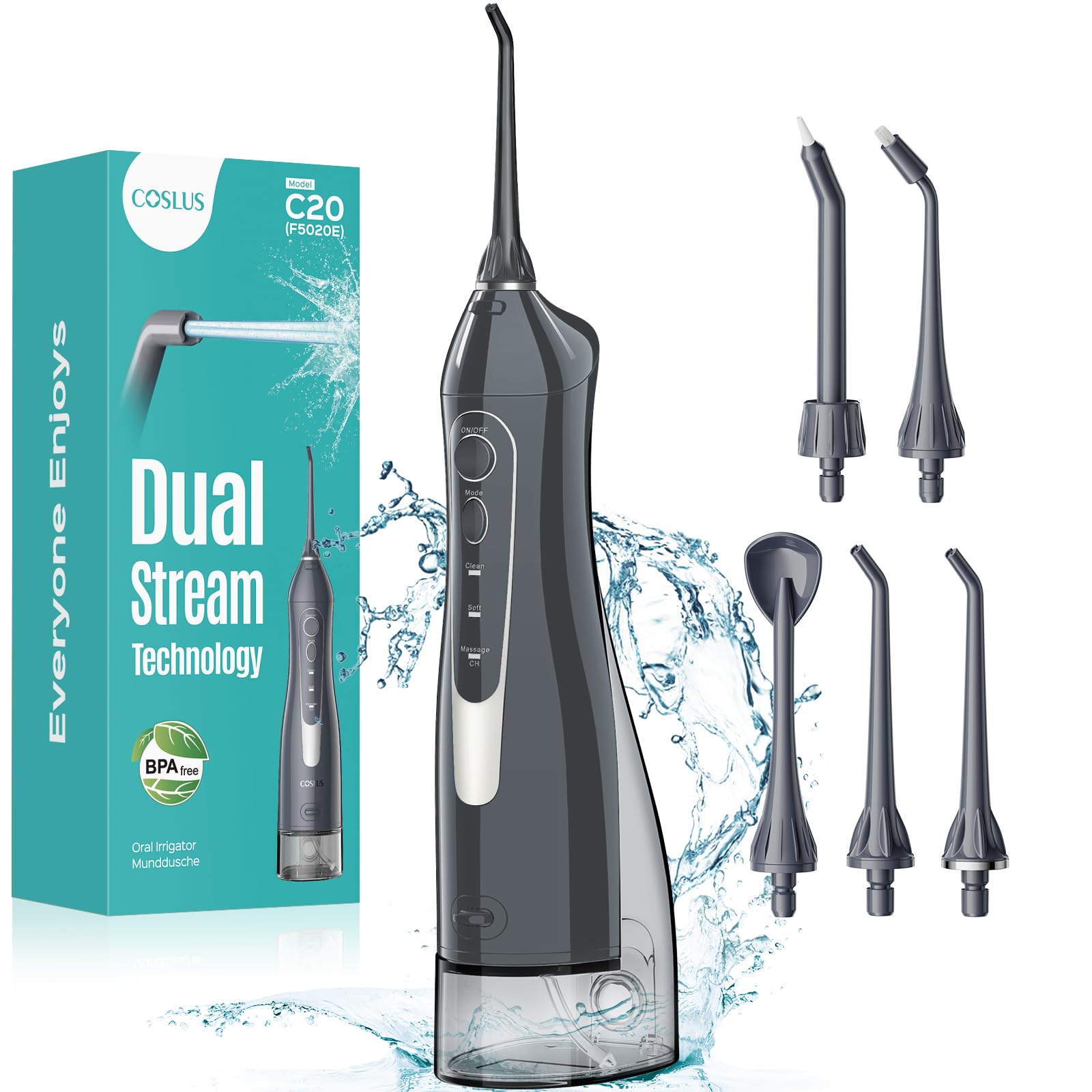 COSLUS Water Dental Flosser Teeth Pick: Portable Cordless Oral ...