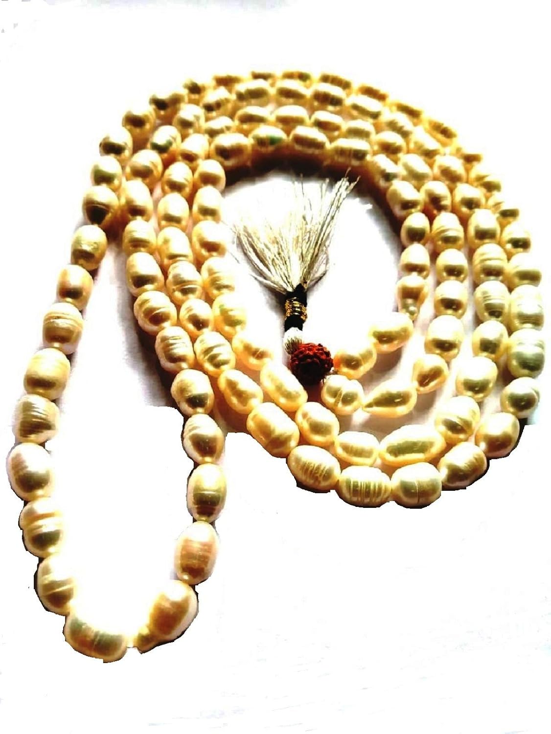 Buy Numeroastro Natural & Original Pearl/Moti Mala (Oval Shape Beads ...