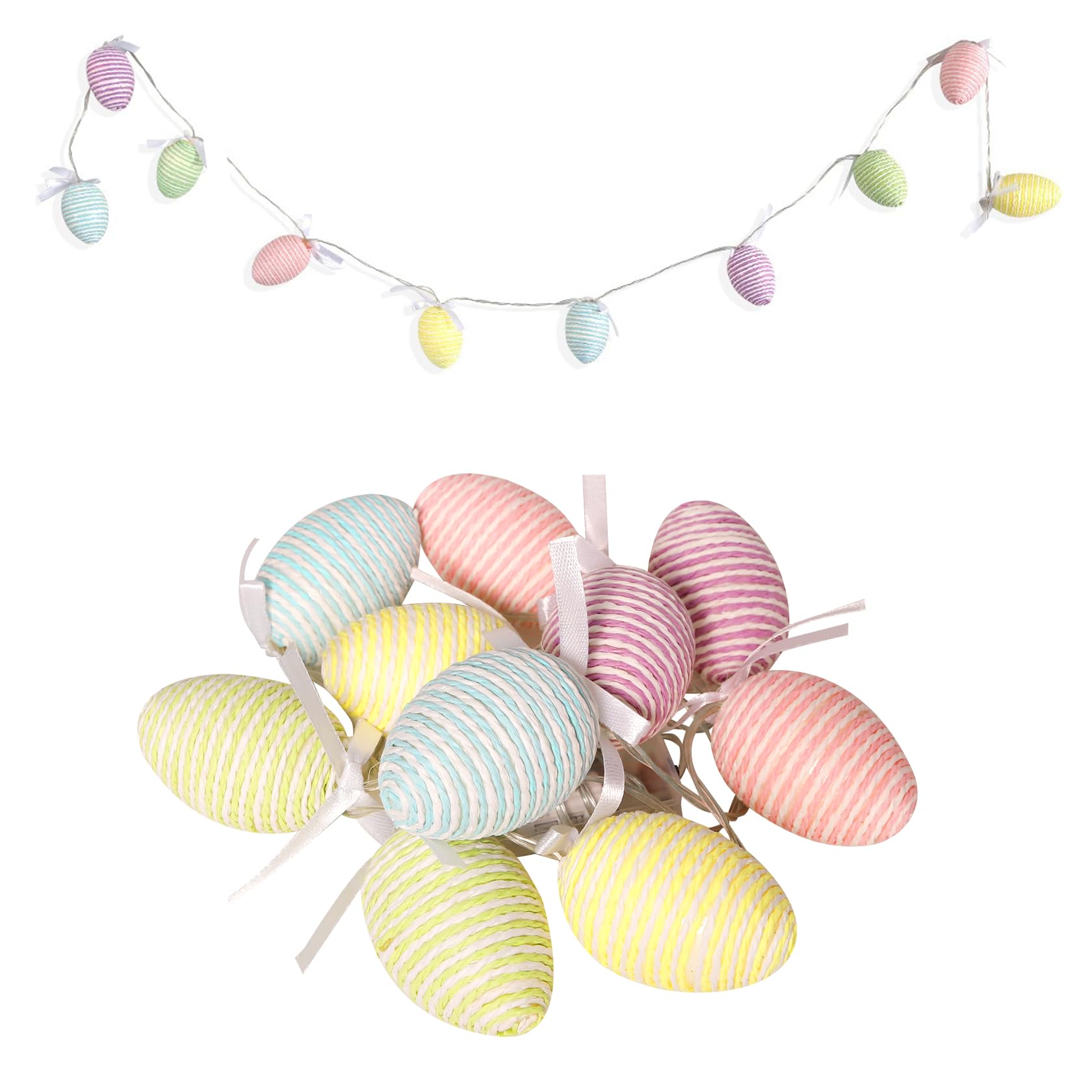 LUTW Easter Lights String Battery Operated, 6Ft Easter Egg Decorations with 10 Multicolor LED ...